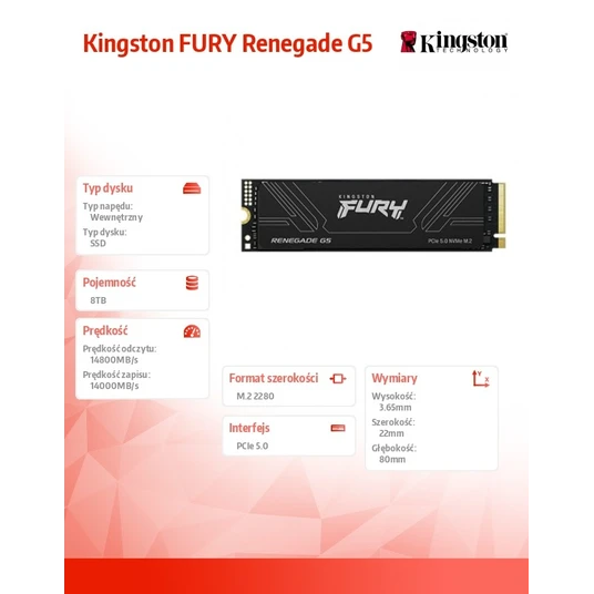 SSD PCIE G5 M.2 NVME 8TB/SFYR2D/8T1 KINGSTON - TECHNORAMA
